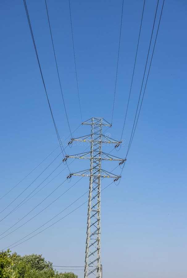 High Voltage Power Pole and Lines Stock Photo - Image of metal, network ...