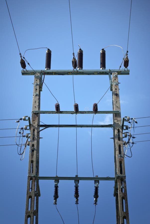 High voltage power post stock image. Image of generation - 22385727