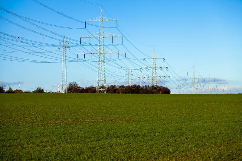 High Voltage Power Post Electric Poles Stock Image - Image of grid ...