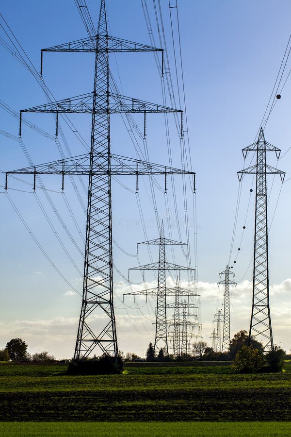 High Voltage Power Post Electric Poles Stock Photo - Image of ...