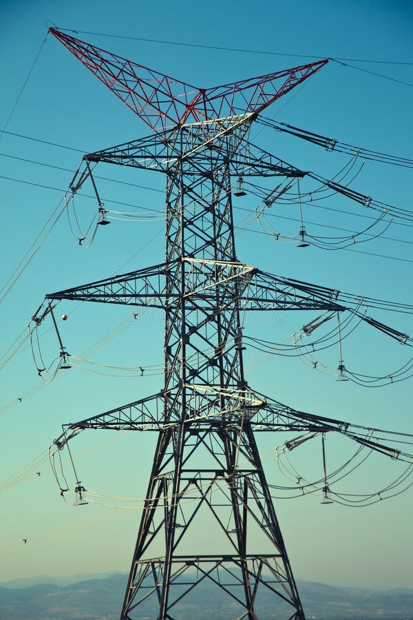 High Voltage Power Post Electric Poles Stock Image - Image of ...