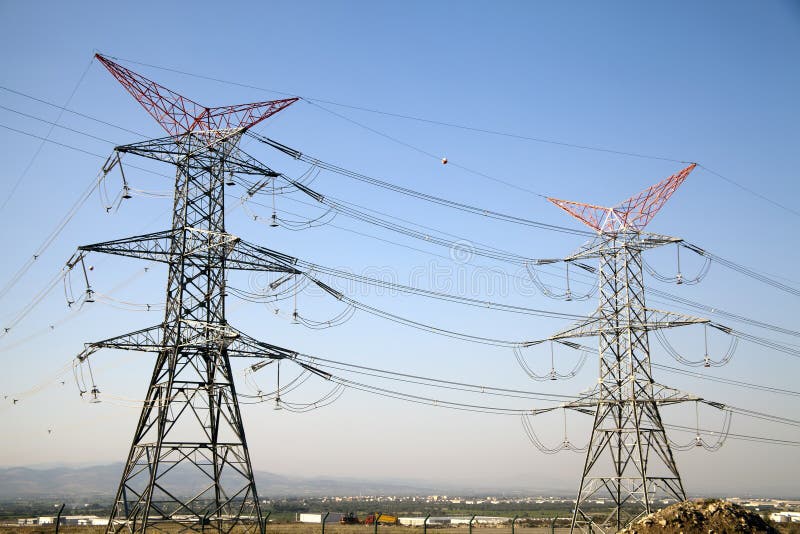 High Voltage Power Post Electric Poles Stock Photo - Image of line ...