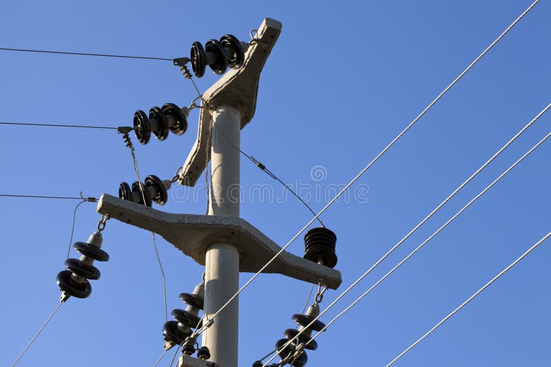 High Voltage Power Post Electric Poles Stock Image - Image of metal ...
