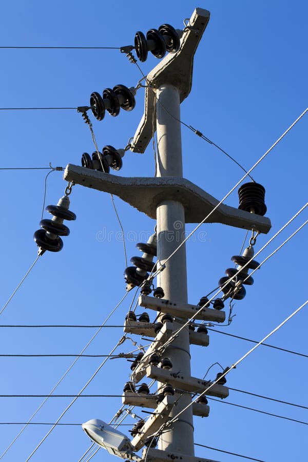High Voltage Power Post Electric Poles Stock Photo - Image of blue ...