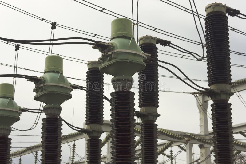 High voltage power station stock image. Image of construction - 30021081