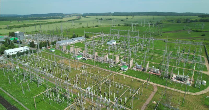 High voltage power station stock video. Video of generation - 251628785