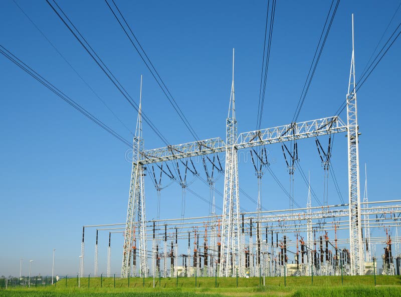 High Voltage Power Substation. Stock Photo - Image of environment, wire ...
