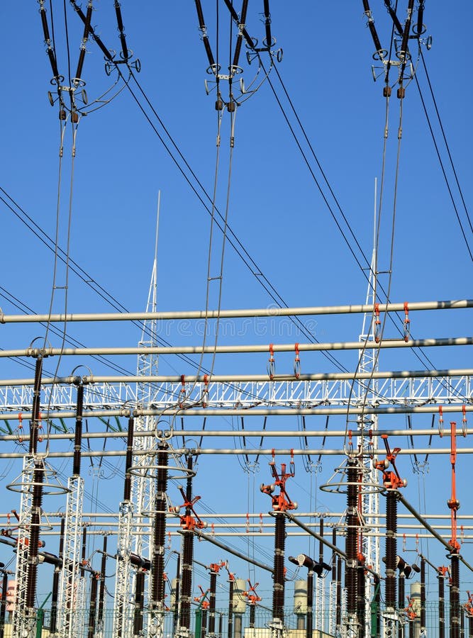 High Voltage Power Substation Stock Photo - Image of wire, energetic ...