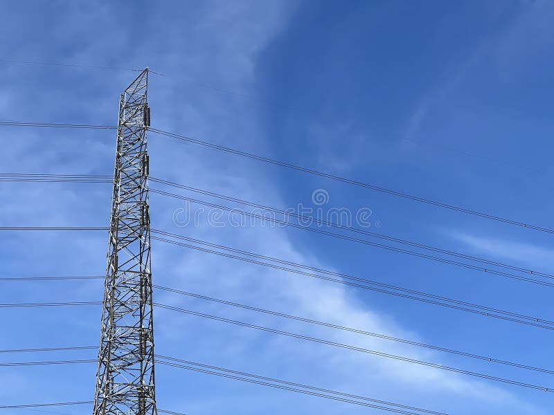 High Voltage Power Transmission Tower Stock Image - Image of background ...