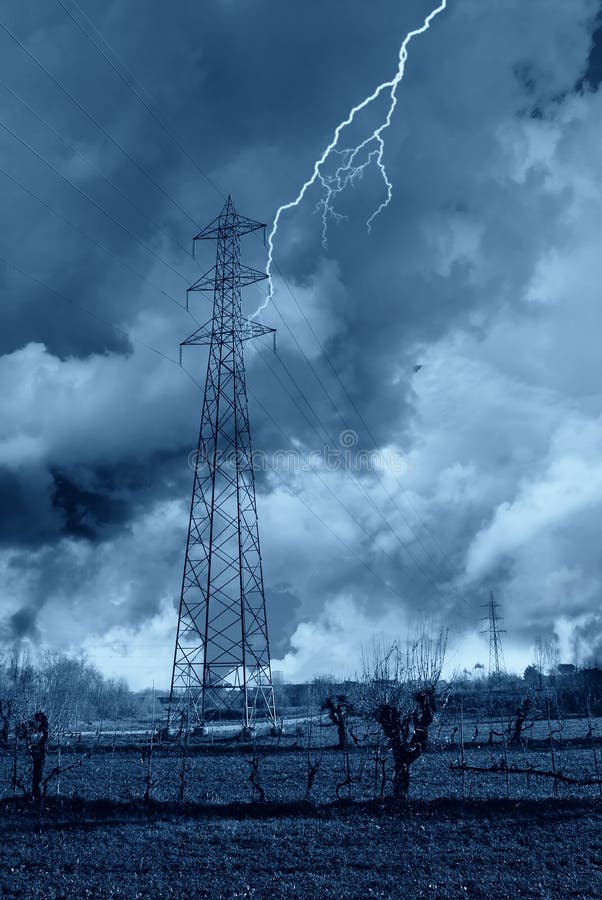 High voltage pylon stock photo. Image of field, lightning - 19566904
