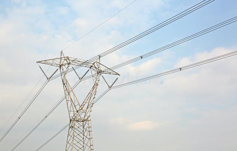 High Voltage Pylon with Electric Wires Stock Photo - Image of ...