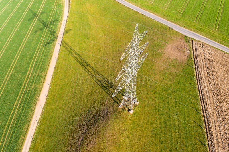 High Voltage Pylon in the Evening Sun Stock Image - Image of light ...