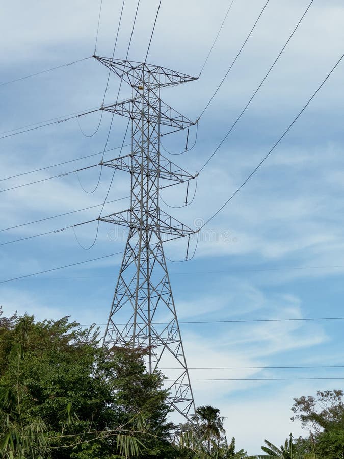 High voltage pylon tower stock photo. Image of equipment - 324601244