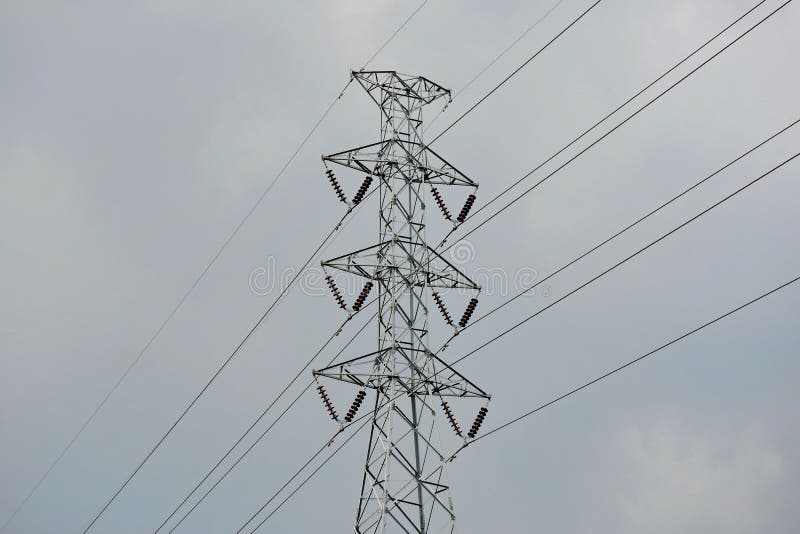 High Voltage Pylon with Very Strong Current. Stock Photo - Image of ...