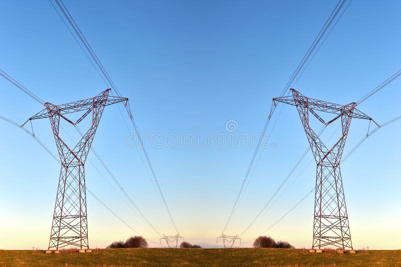 High voltage pylons stock photo. Image of tower, lines - 66465070