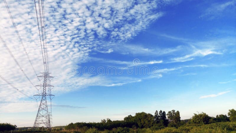 High Voltage Pylons that Nature. Stock Photo - Image of green, tree ...