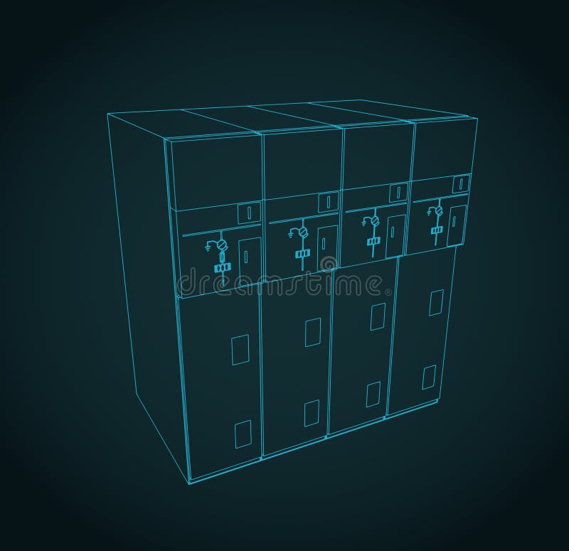 High Voltage Ring Main Unit Switchgear Drawing Stock Illustration ...