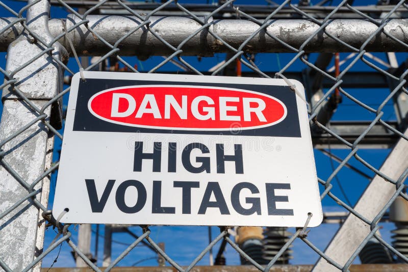 High voltage sign stock photo. Image of grid, information - 235073302