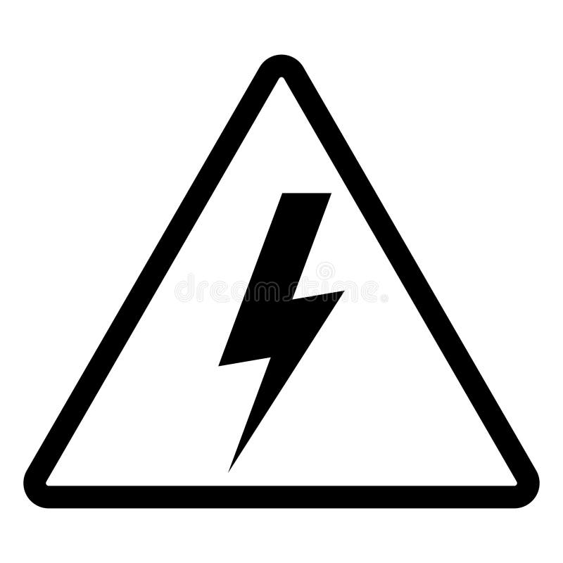 High Voltage Sign, Lightning in Triangle Symbol Icon, Black and White ...