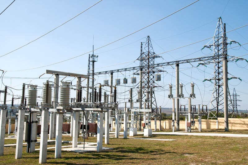 High-voltage substation stock photo. Image of equipment - 12170506