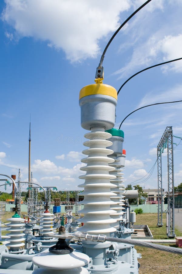 High-voltage Substation Equipments. Stock Photo - Image of conductor ...