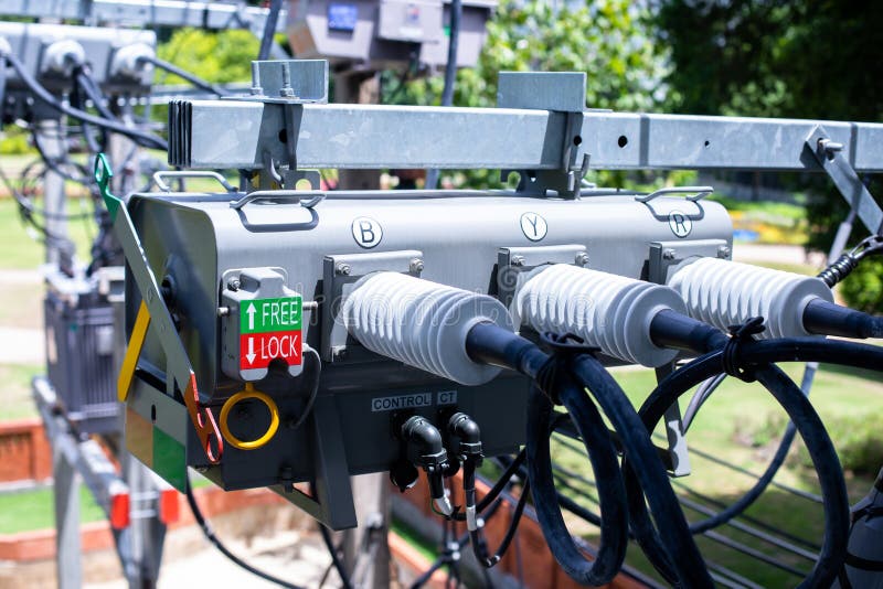 High Voltage Switch Box on Electric Tower in Thailand. Remote Control ...