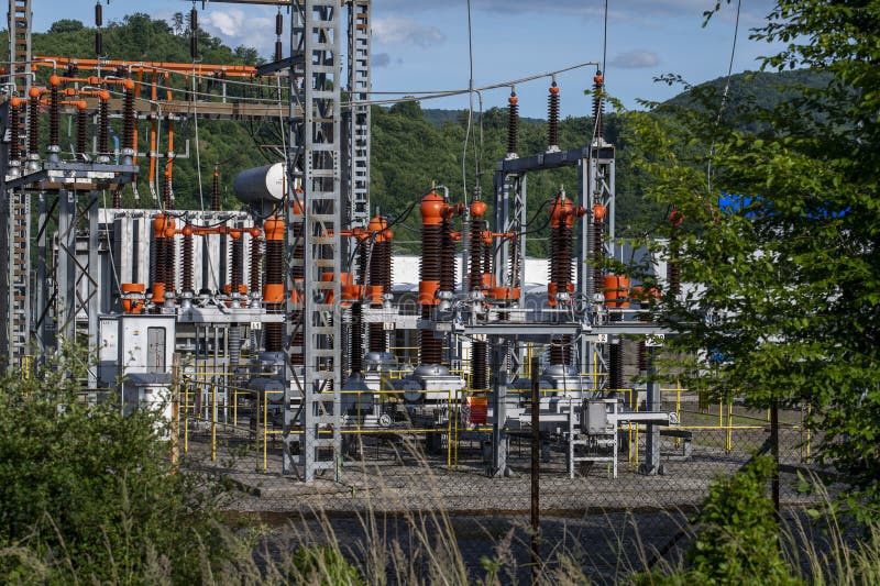 High Voltage Switch. High Voltage Electrical Transformer Substation ...
