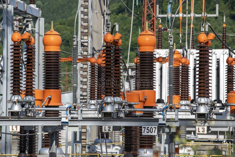 High Voltage Switch. High Voltage Electrical Transformer Substation ...