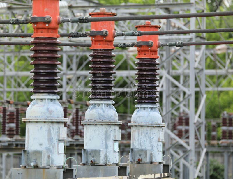 High-voltage Switches Towering Over the Power Plant Control the Flow of ...