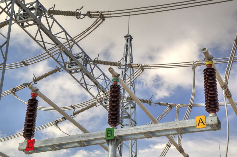 High voltage switchyard stock image. Image of generation - 46809275