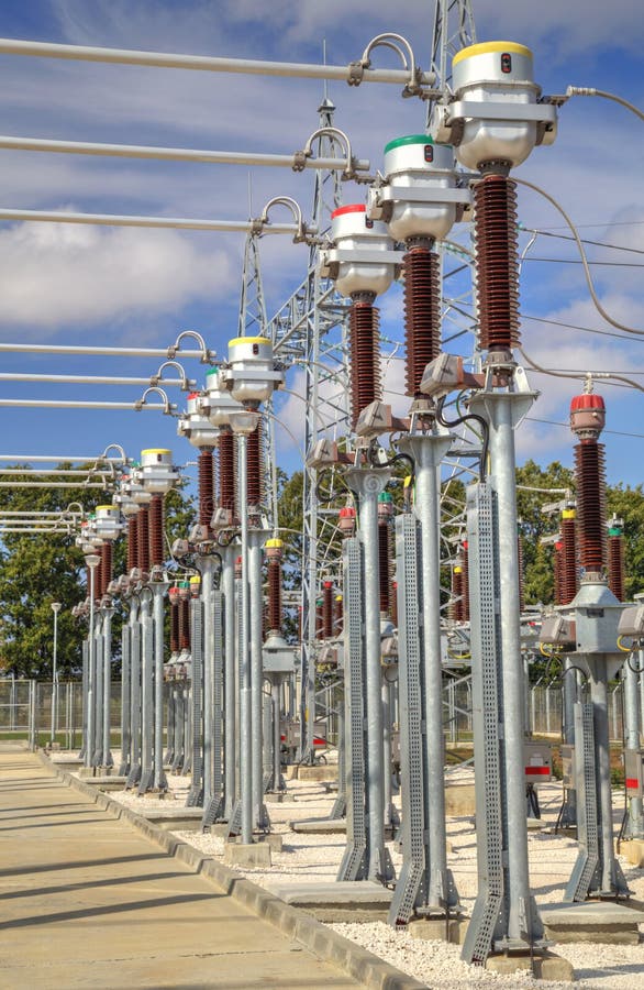 High voltage switchyard stock photo. Image of energy - 46809492