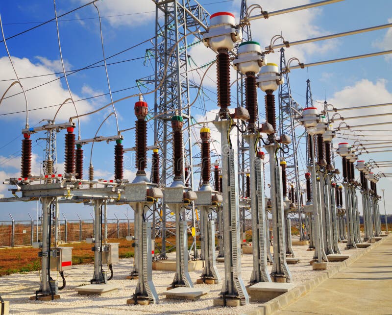 High voltage switchyard stock image. Image of facility - 46270731