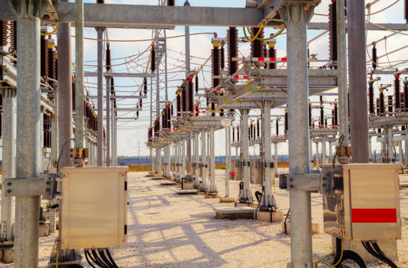 High voltage switchyard stock photo. Image of electric - 46271186