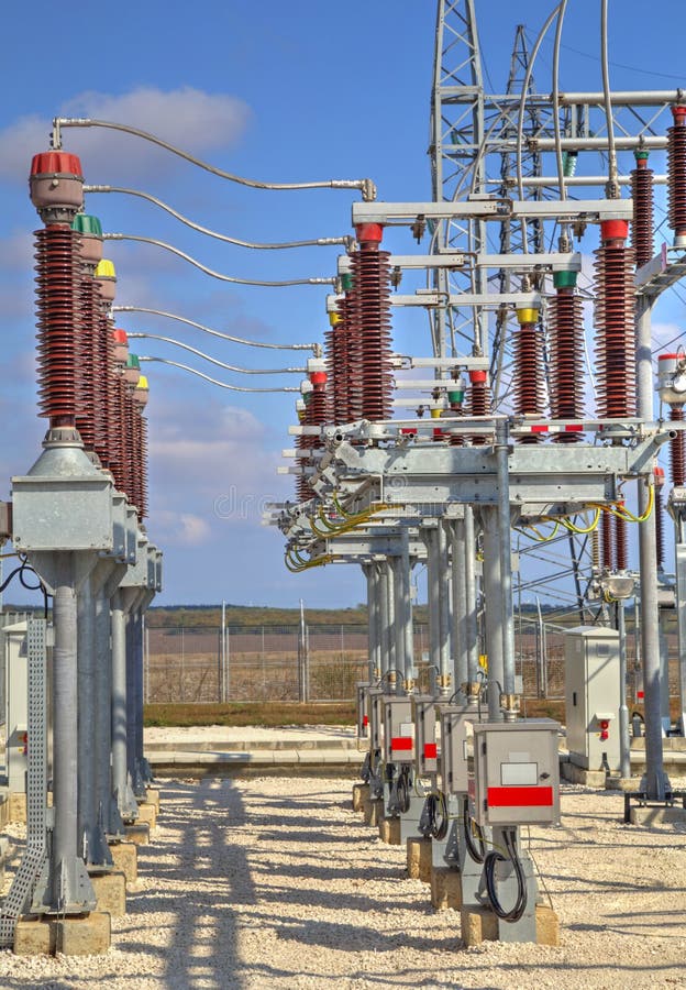 High voltage switchyard stock image. Image of network - 46521069