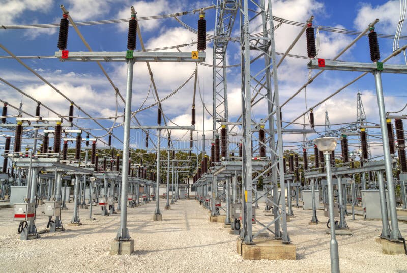 High voltage switchyard stock photo. Image of infrastructure - 46522472