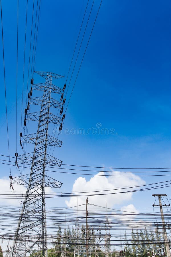 High Voltage Tower, Electricity Post, Electric Post, Deep Blue Sky ...
