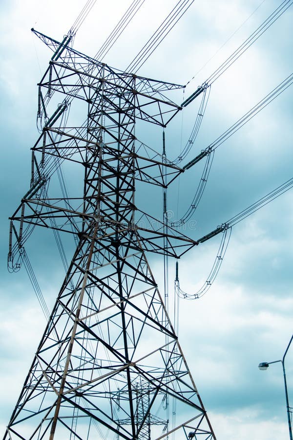 High Voltage Tower,High Voltage Power Lines Stock Image - Image of ...