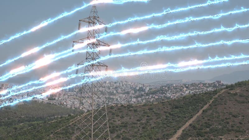 High Voltage Tower. Visualization of Current in Wires. High Voltage ...