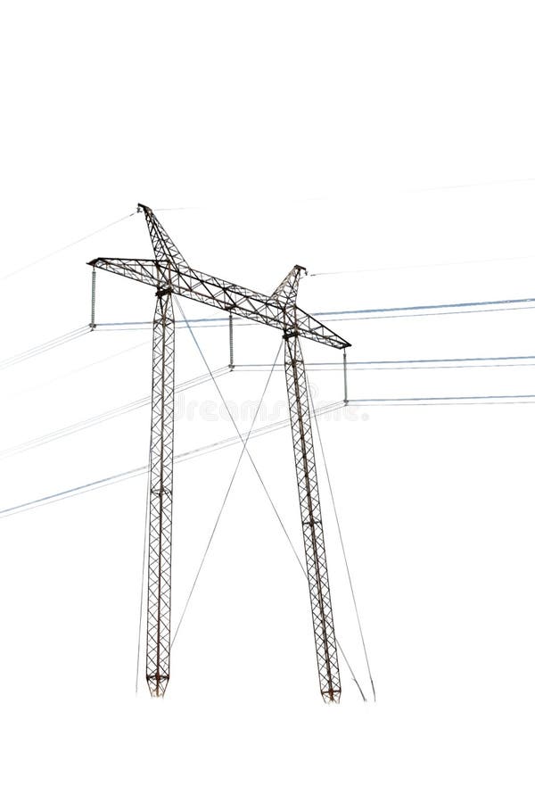 High Voltage Towers Pylon on Isolated White Background Stock Photo ...