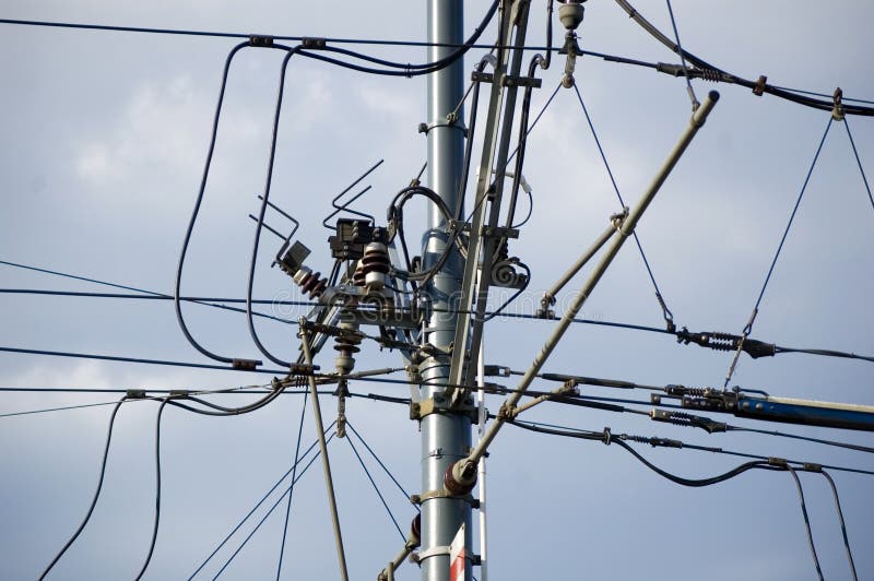 High Voltage Tram Wires Network Stock Photo - Image of maintenance ...