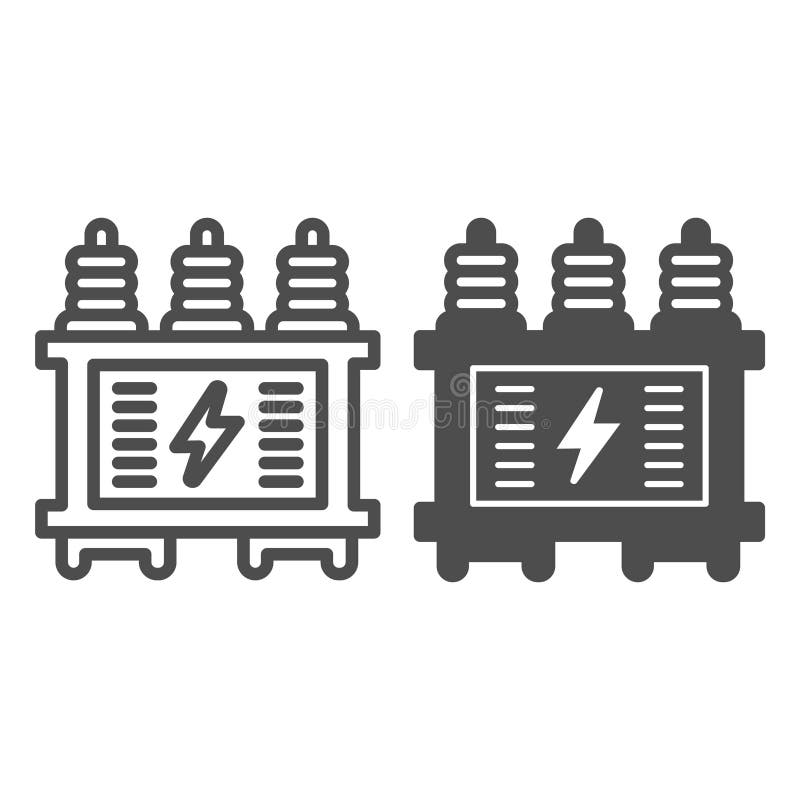 High Voltage Transformer Box Line and Solid Icon, Electrician Service ...