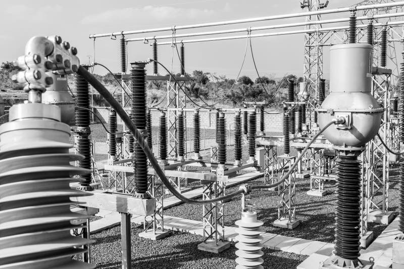 High Voltage Transformer Modern Substation Electrical Switchyard. Stock ...