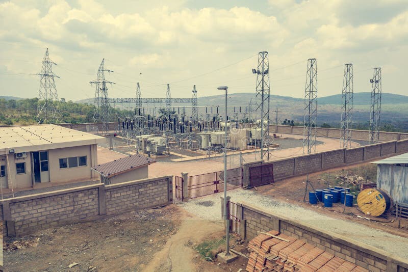 High Voltage Transformer Modern Substation Electrical Switchyard. Stock ...