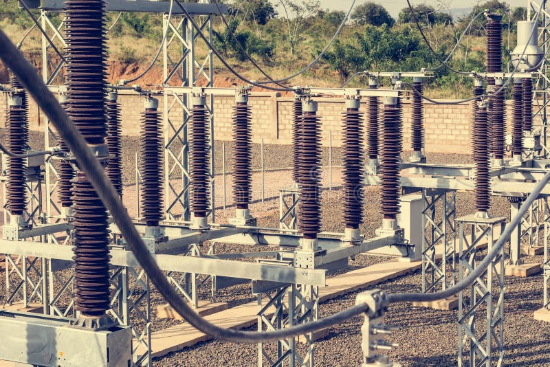 High Voltage Transformer Modern Substation Electrical Switchyard. Stock ...