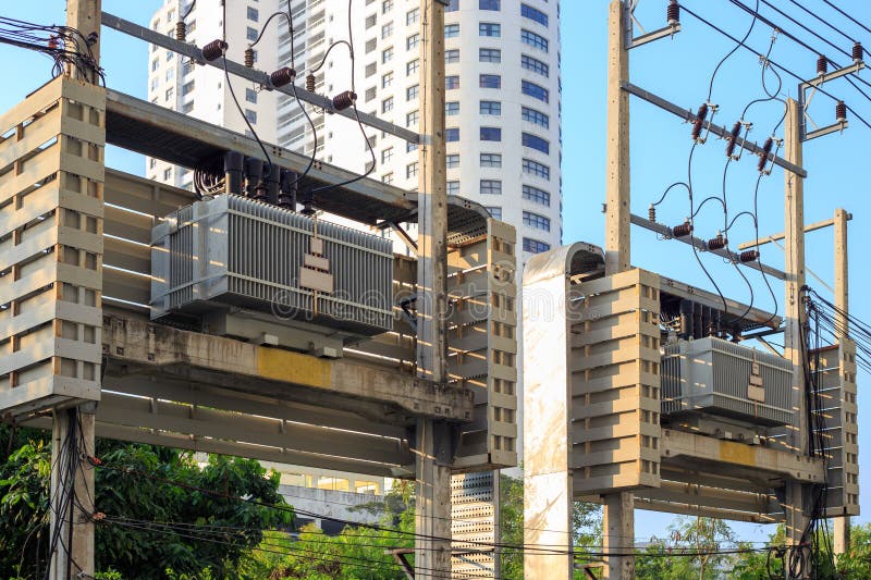 High Voltage Transformers with Wires that Convert Electricity. Power ...