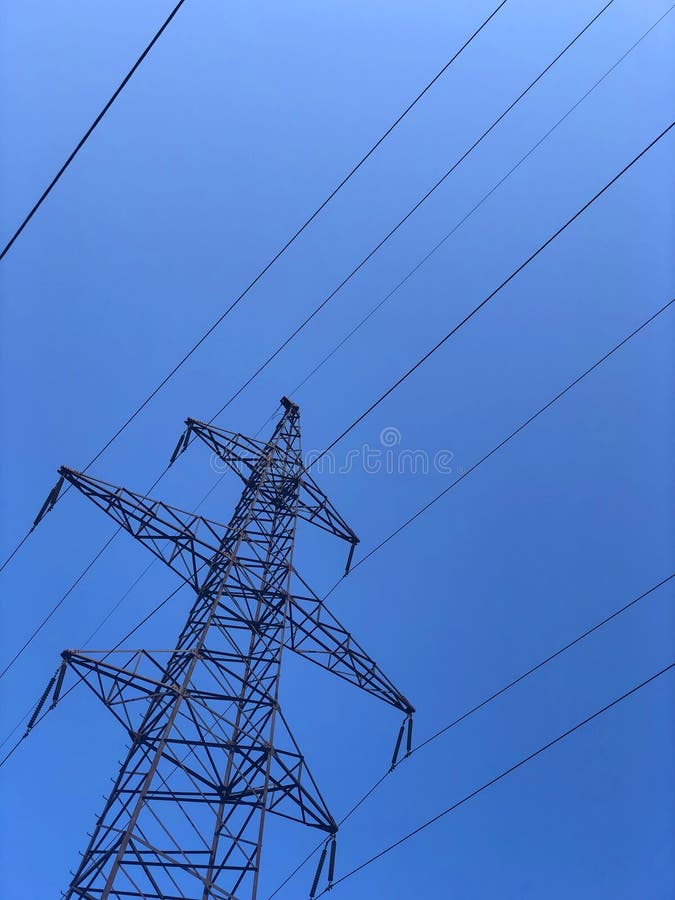 High Voltage Transmission Line Electric Cables. High Voltage Tower ...