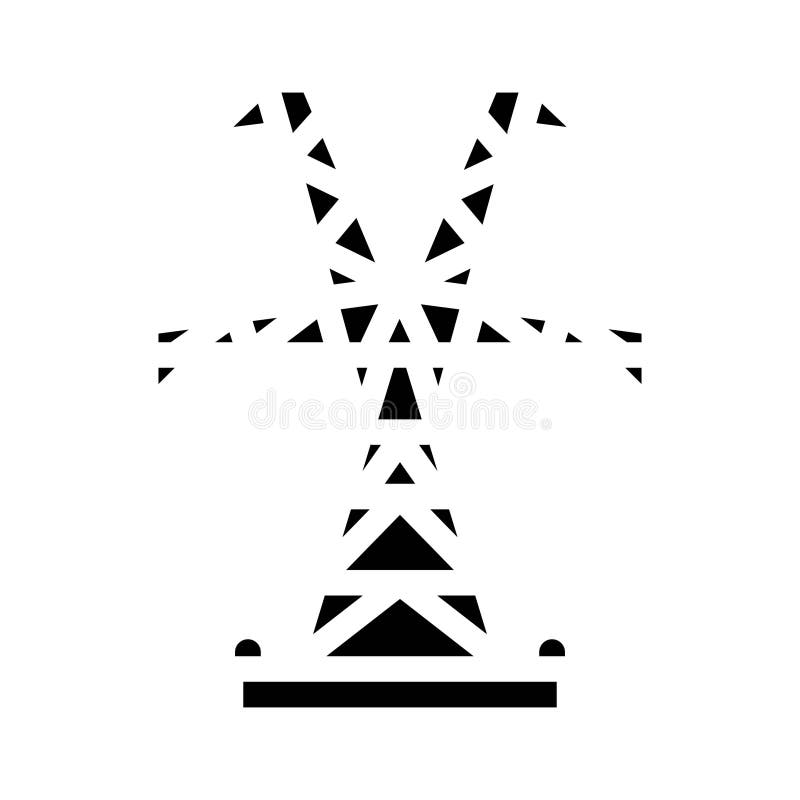 High Voltage Transmission Line Glyph Icon Vector Illustration Stock ...
