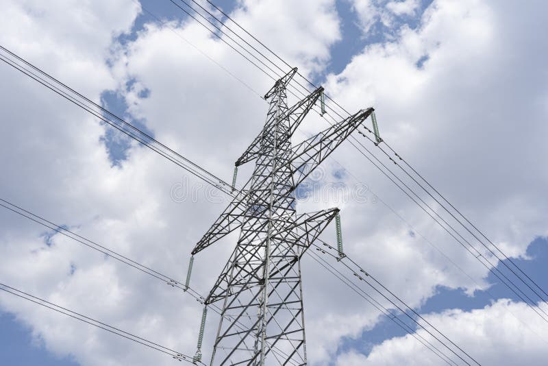 High Voltage Transmission Lines, Close Up Stock Image - Image of ...