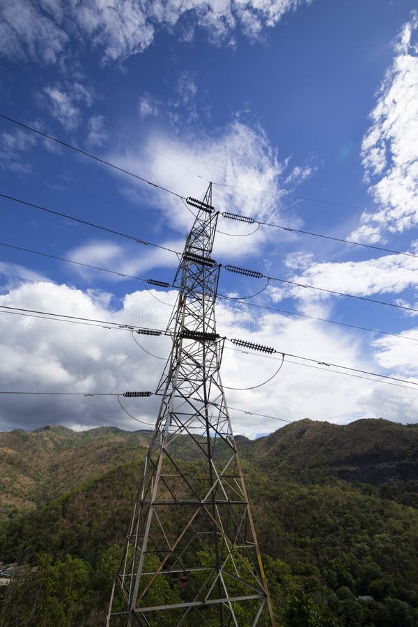 High Voltage Transmission Pole Stock Image - Image of pole, mountains ...