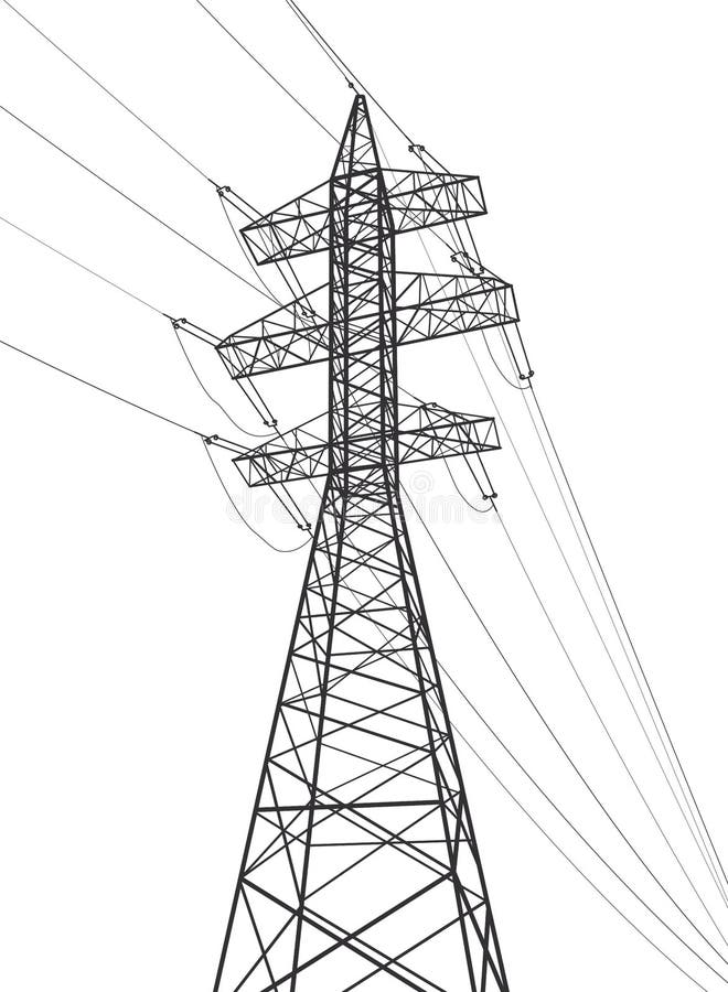High Voltage Transmission Systems. Electric Pole. Power Lines. a ...
